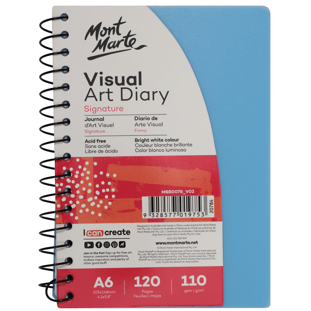 Visual Art Diary Signature A6 120 Pages 110gsm - Blue – Mont Marte