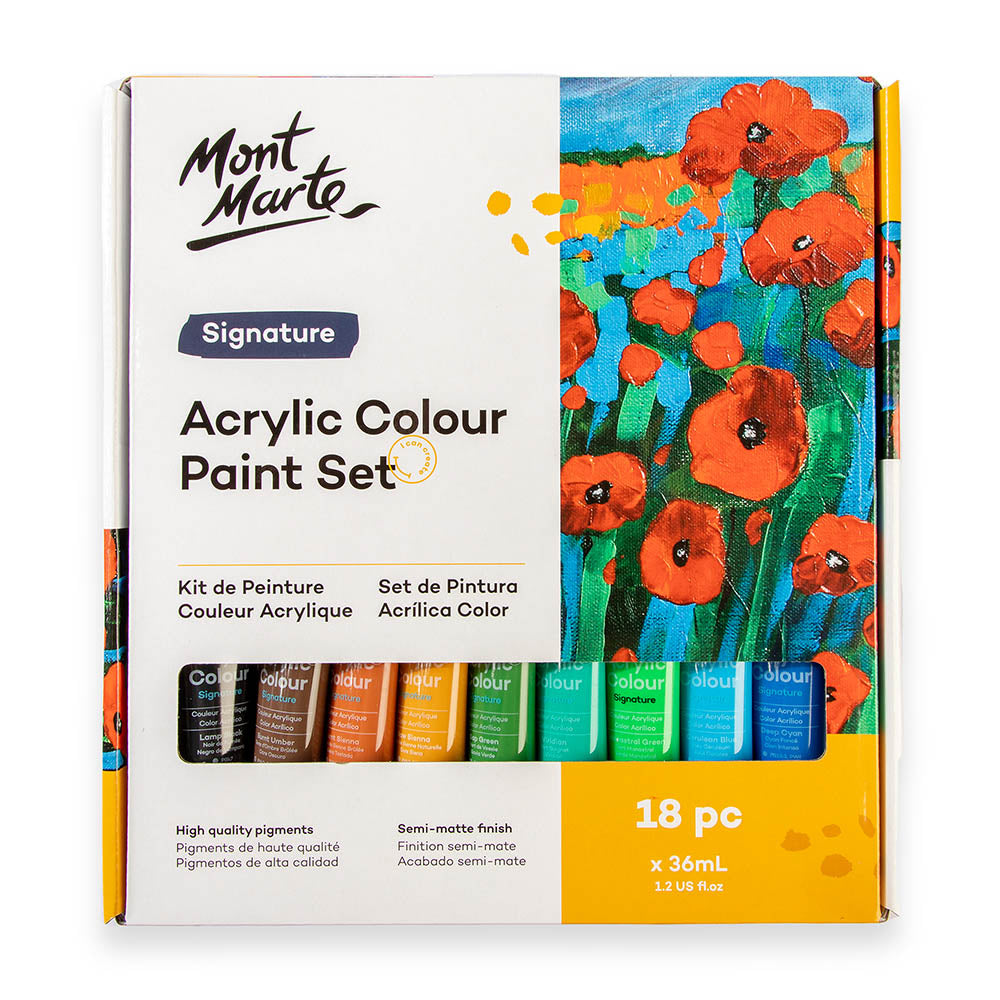 Acrylic Colour Paint Set Signature 18pc x 36ml – Mont Marte Australia