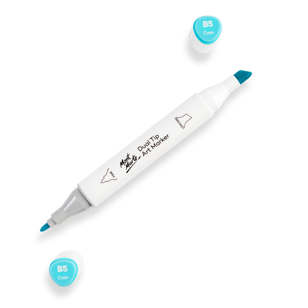 Dual Tip Art Marker Premium - Cyan B5 – Mont Marte