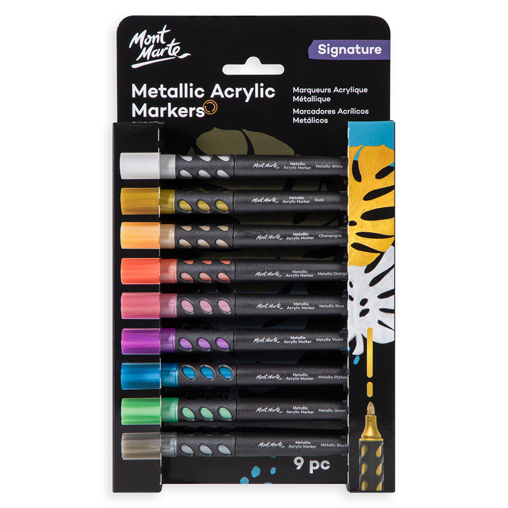 Metallic Acrylic Markers Signature 9pc – Mont Marte Australia