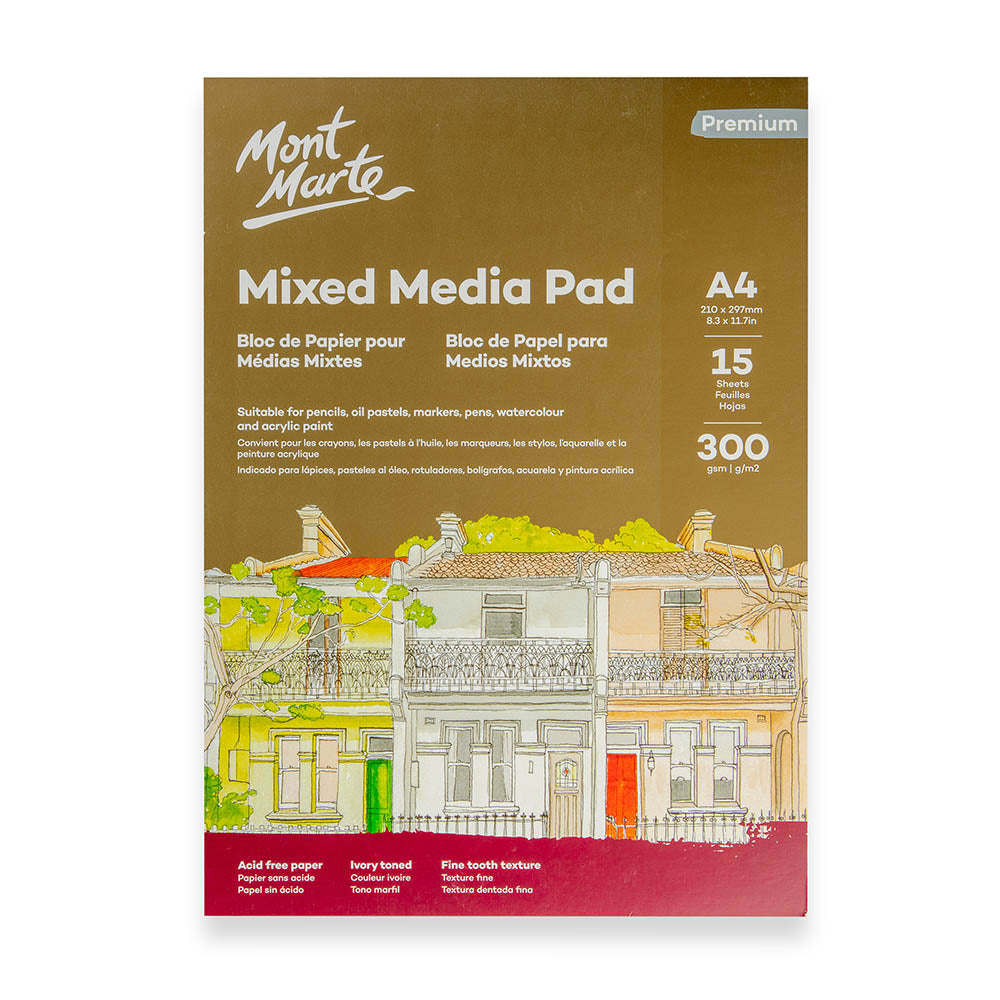 Mont Marte Mixed Media Pad Premium 300gsm A4 15 Sheets – Mont Marte ...