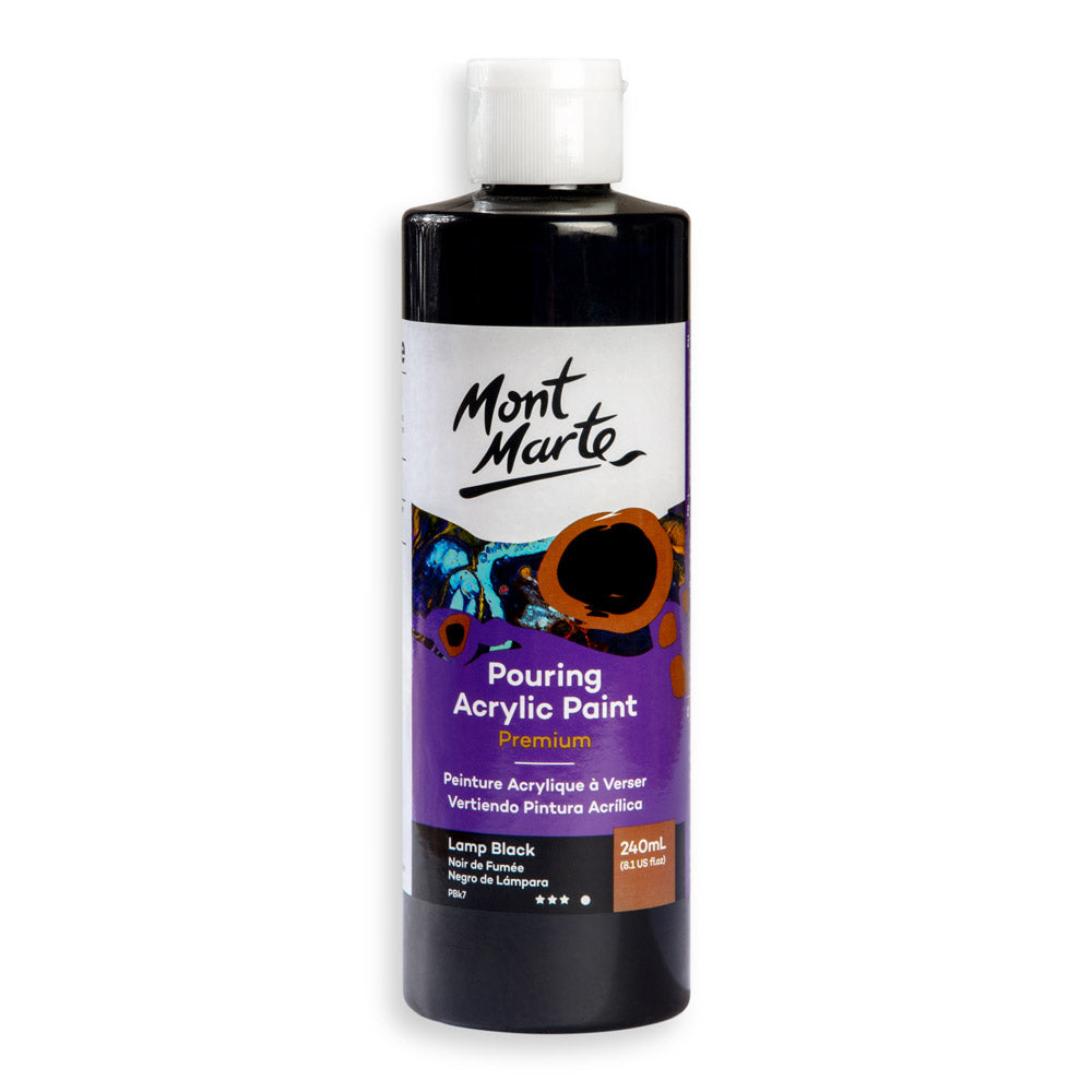 Pouring Acrylic Paint Premium 240ml - Lamp Black – Mont Marte Australia