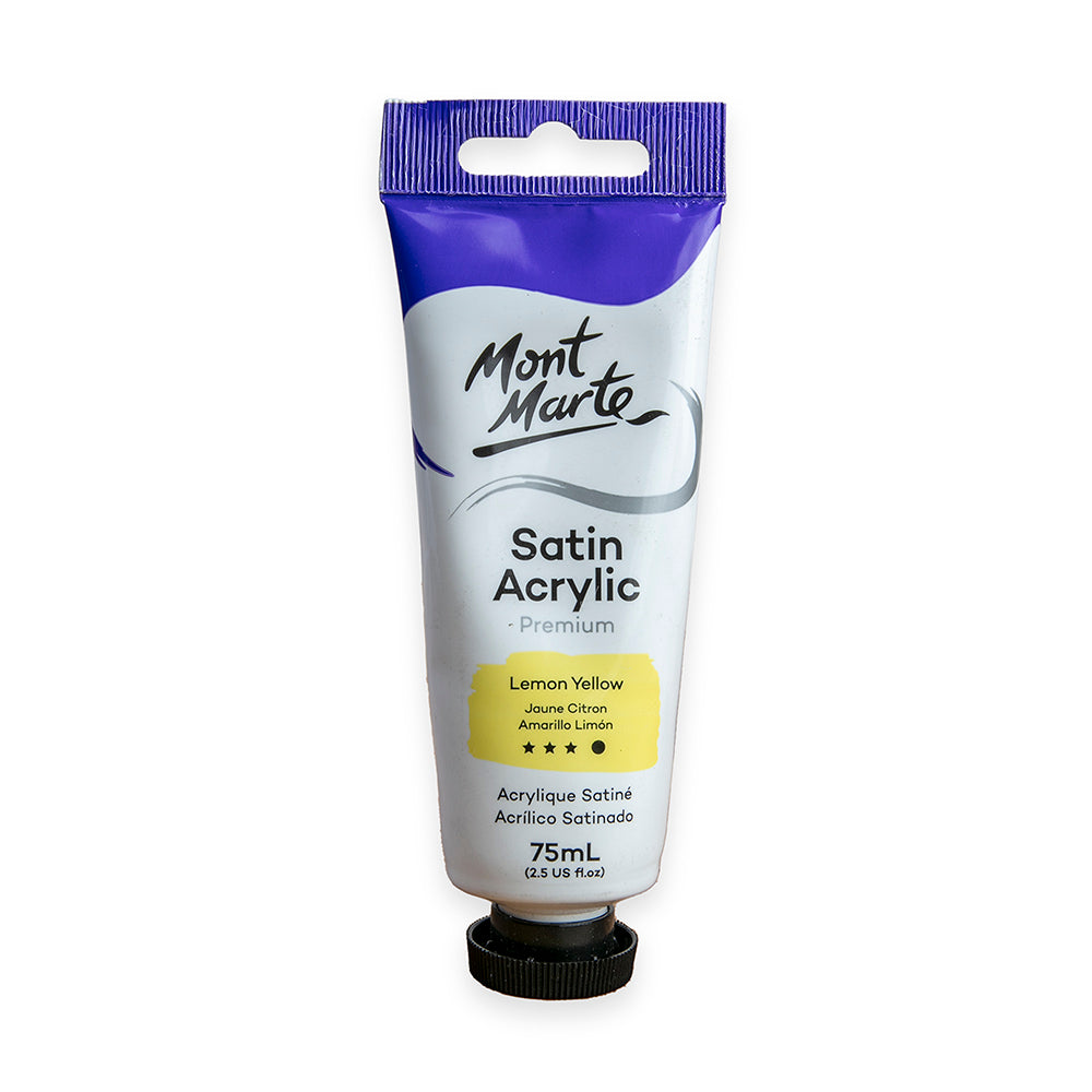 Satin Acrylic Paint Premium 75ml Tube - Lemon Yellow – Mont Marte Australia