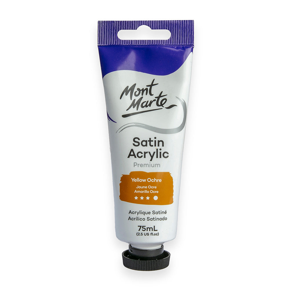 Satin Acrylic Paint Premium 75ml Tube - Yellow Ochre – Mont Marte Australia