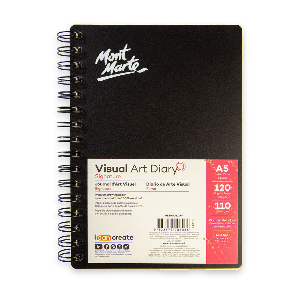 Visual Art Diary Signature 110gsm A5 120 Page – Mont Marte Australia