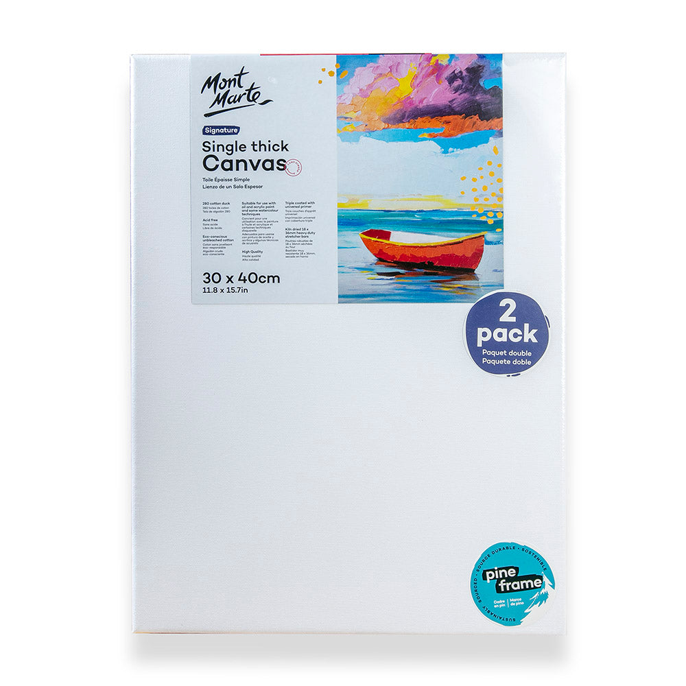 Mont Marte Single Thick Canvas Discovery 30 x 40cm (11.8 x 15.7in) 2 ...