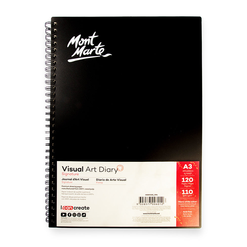 Visual Art Diary Signature 110gsm A3 120 Page – Mont Marte Australia