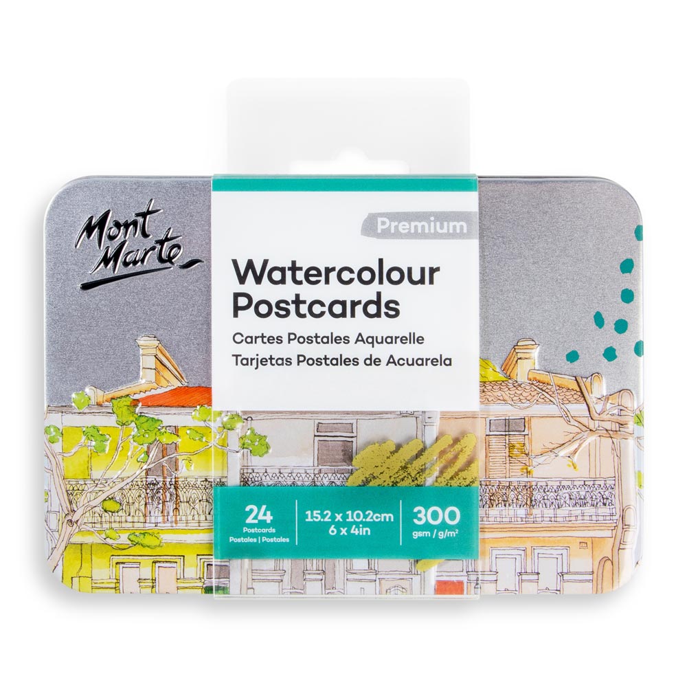 Mont Marte Watercolour Postcards Premium 300gsm 24 Cards 15.2 x 10.2cm ...