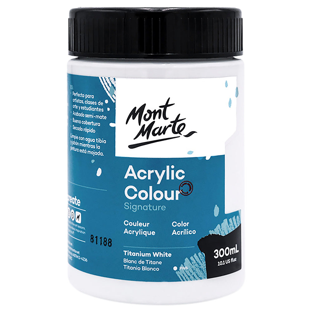 Acrylic Colour Paint Signature 300ml - Titanium White – Mont Marte ...