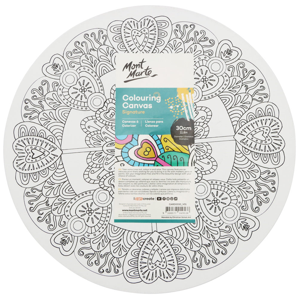 Colouring Canvas Round Signature 30 x 30cm (11.8 x 11.8in) - Heart Man ...