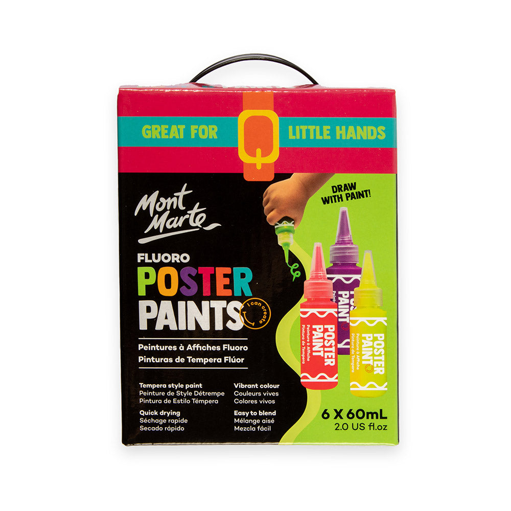 Mont Marte Fluoro Poster Paints 6pc x 60ml (2 US fl.oz) – Mont Marte ...