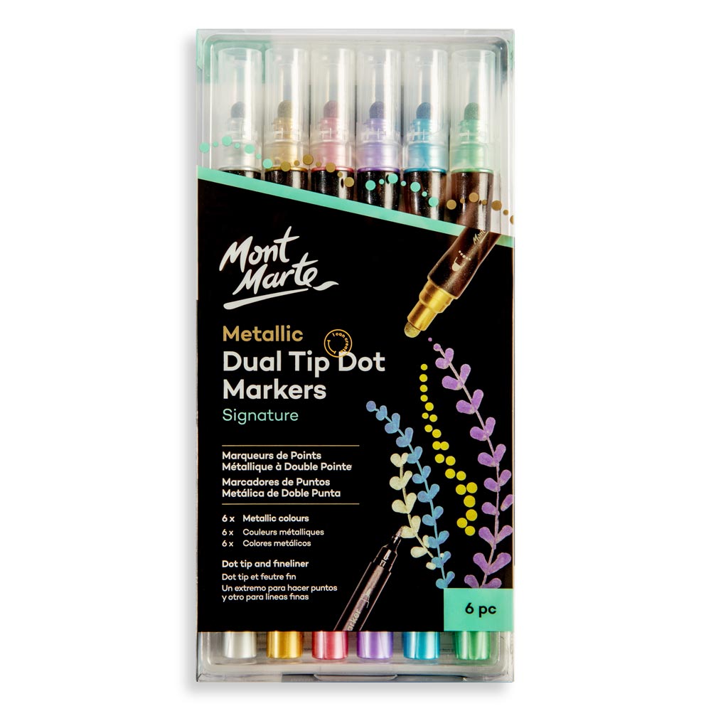 Metallic Dual Tip Dot Markers Signature 6pc – Mont Marte Australia