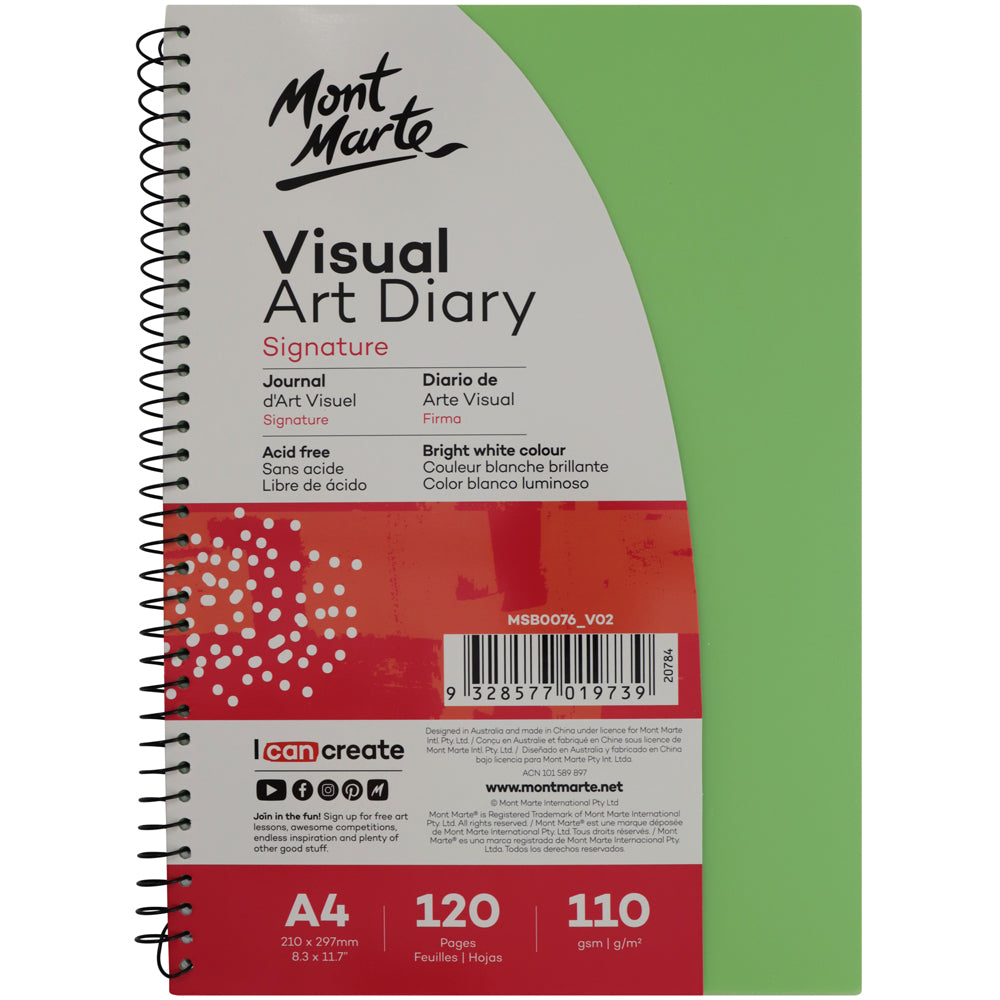 Visual Art Diary Signature A4 120 Pages 110gsm - Green – Mont Marte