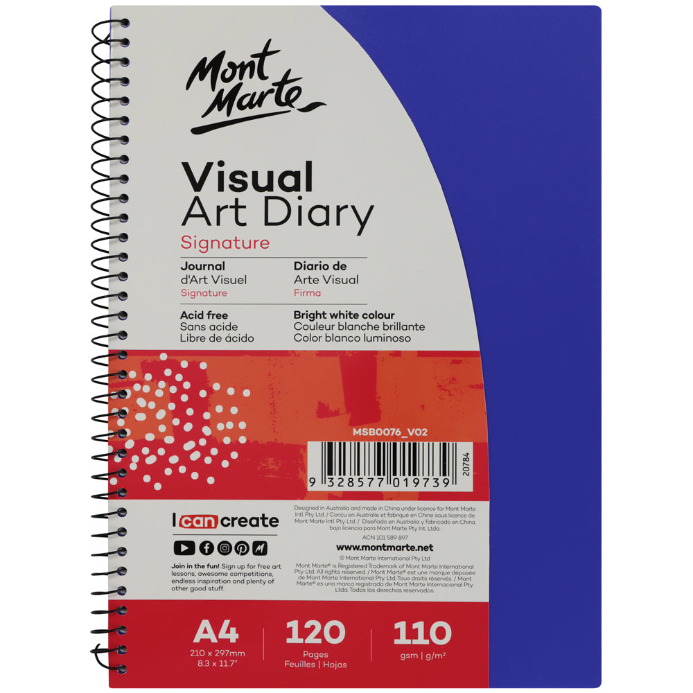 Visual Art Diary Signature A4 120 Pages 110gsm - Purple – Mont Marte