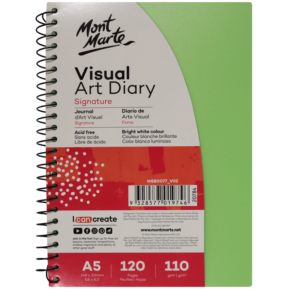 Visual Art Diary Signature A5 120 Pages 110gsm - Green – Mont Marte ...