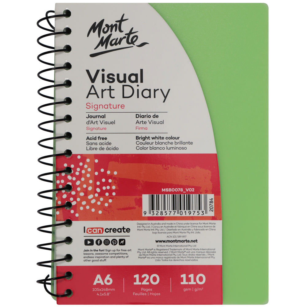 Visual Art Diary Signature A6 120 Pages 110gsm - Green – Mont Marte ...