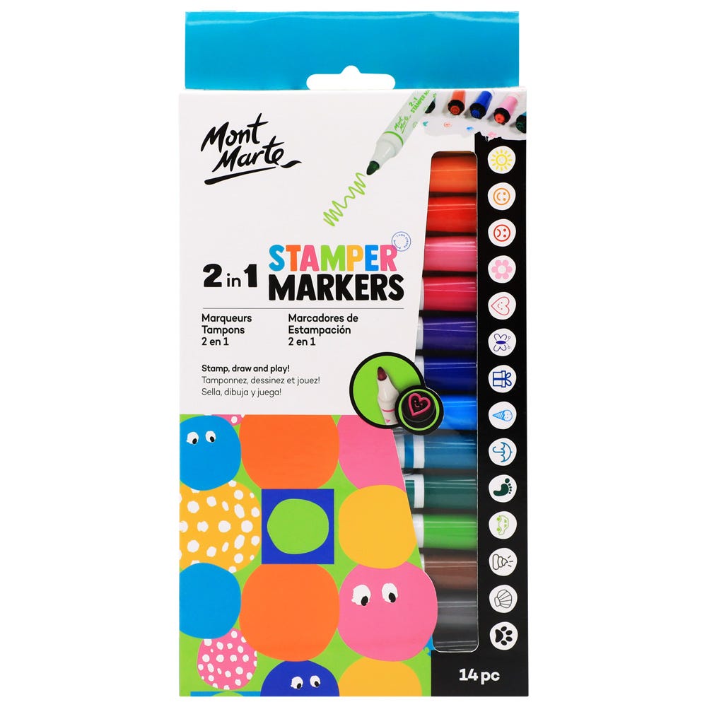 2 in 1 Stamper Markers 14pc – Mont Marte Australia