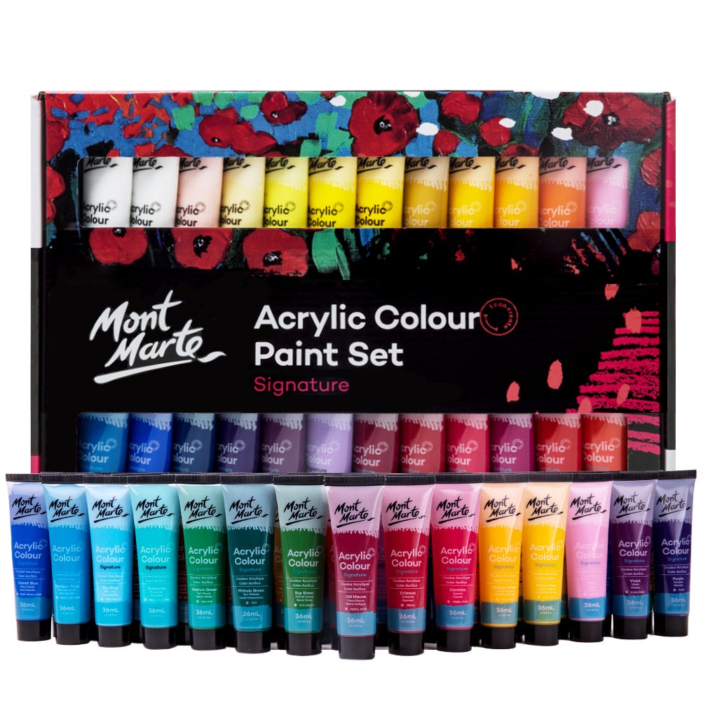 Acrylic Colour Paint Set Signature 48pc x 36ml 1.2 US fl.oz Mont Marte