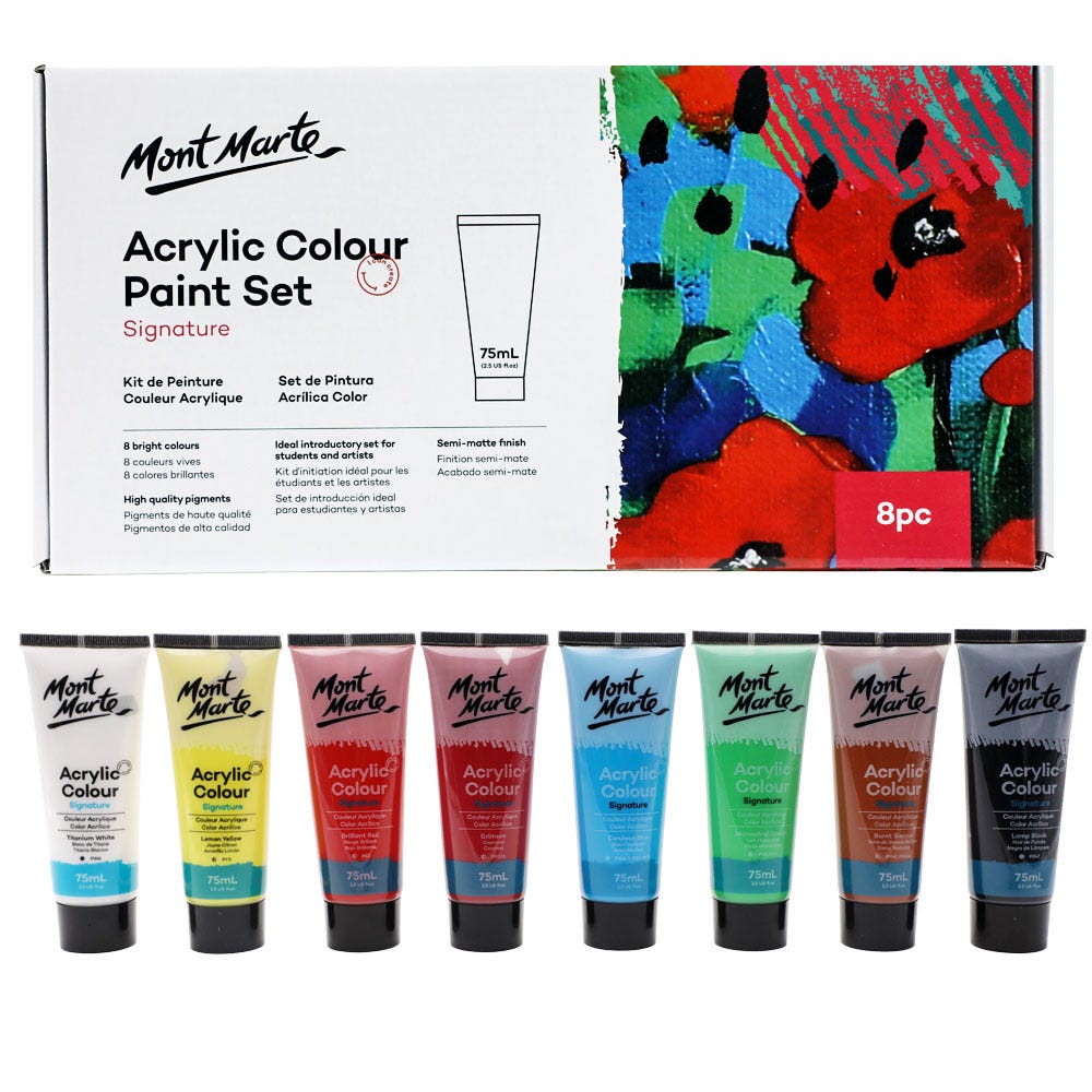 Acrylic Colour Paint Set Signature 8pc x 75ml – Mont Marte Australia