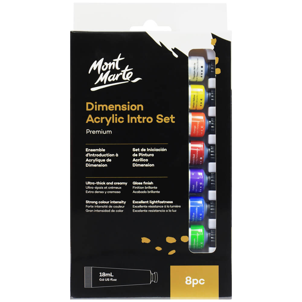 Dimension Acrylic Paint Intro Set Premium 8pc x 18ml – Mont Marte Australia