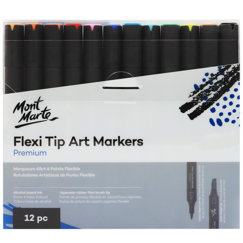 Flexi Tip Premium Art Markers 12pc – Mont Marte Australia