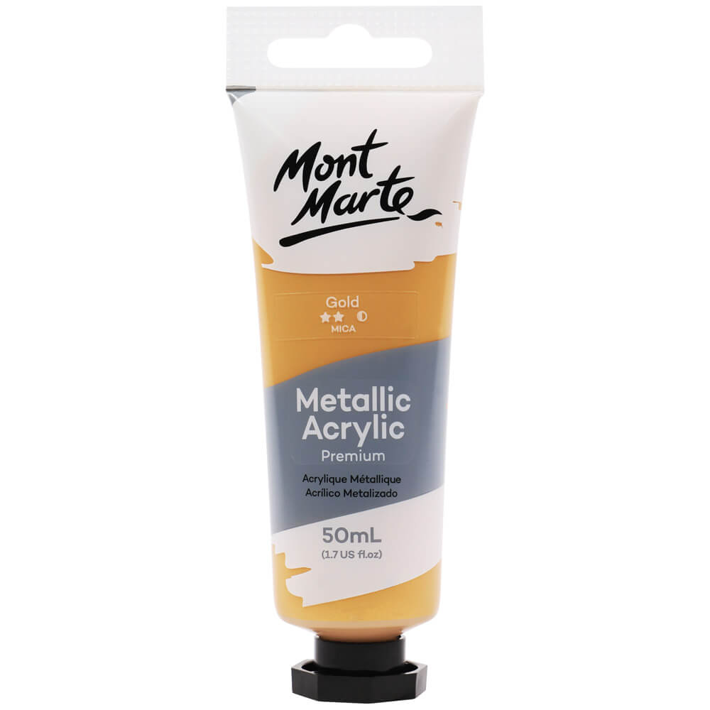 Metallic Acrylic Paint Premium 50ml Tube- Gold – Mont Marte