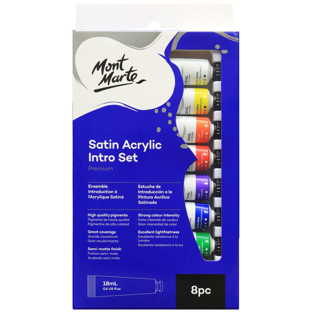 Satin Acrylic Intro Set Premium 8pc x 18ml – Mont Marte Australia