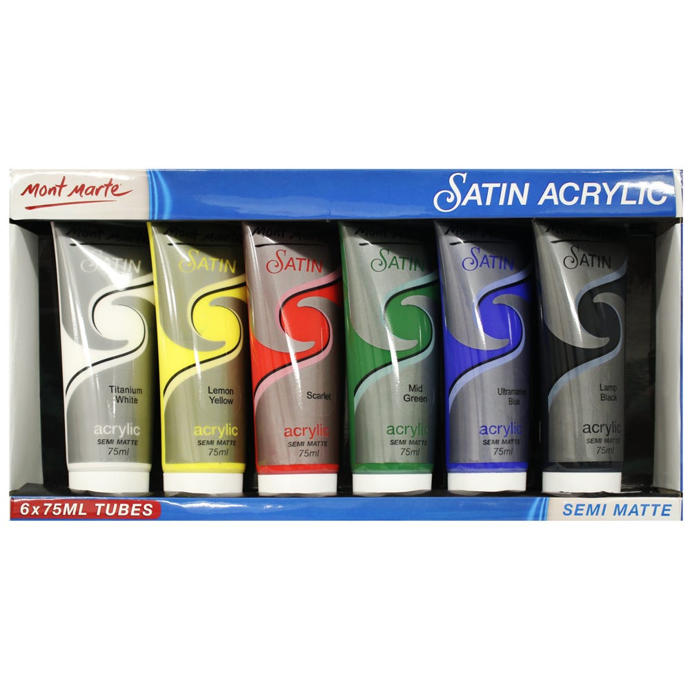 Satin Acrylic Primary Set 6 x 75ml – Mont Marte Australia