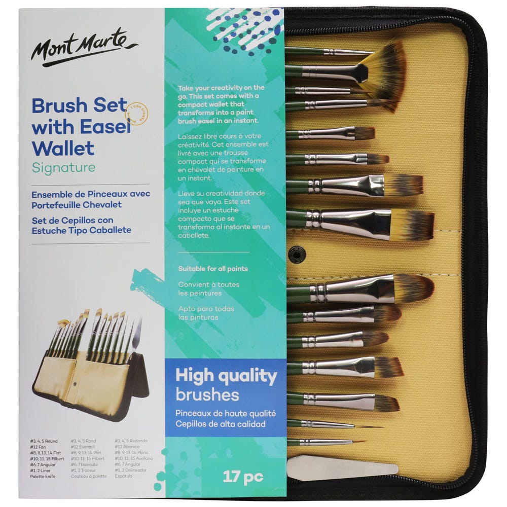 Brush Set with Easel Wallet Signature 17pc – Mont Marte Australia